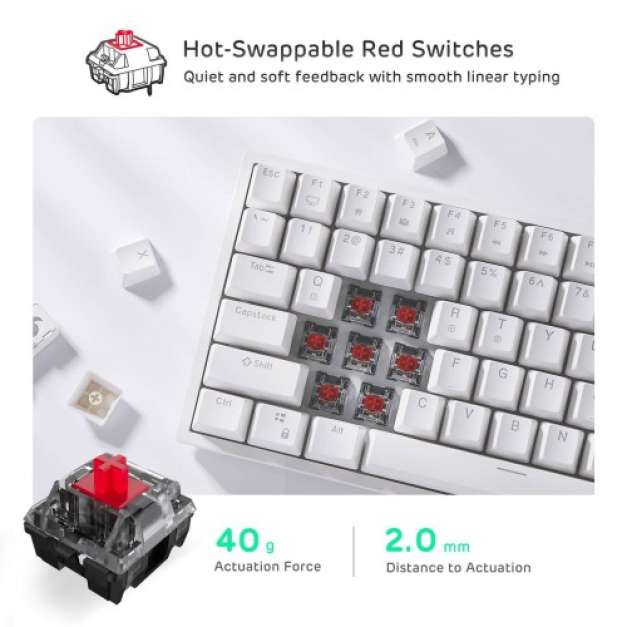 RK ROYAL KLUDGE RK84 RGB Wireless Mechanical Gaming Keyboard Red Switch